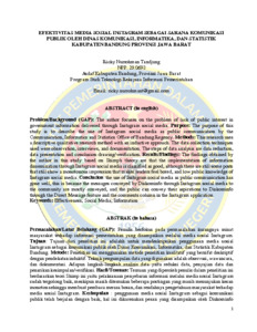 EFEKTIVITAS MEDIA SOSIAL INSTAGRAM SEBAGAI SARANA KOMUNIKASI PUBLIK OLEH DINAS KOMUNIKASI ...